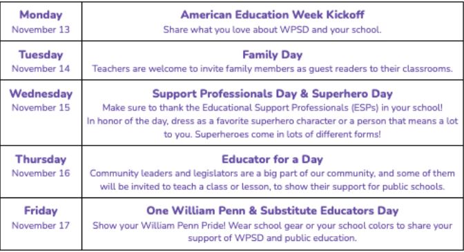 WPSD Celebrates American Education Week! - WPSD