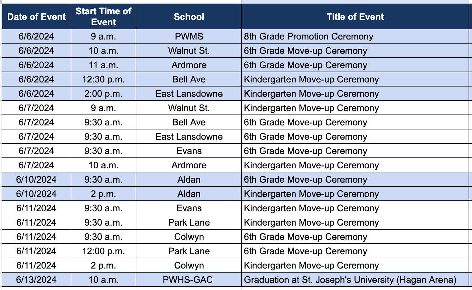 WPSD Moving Up Ceremonies - WPSD