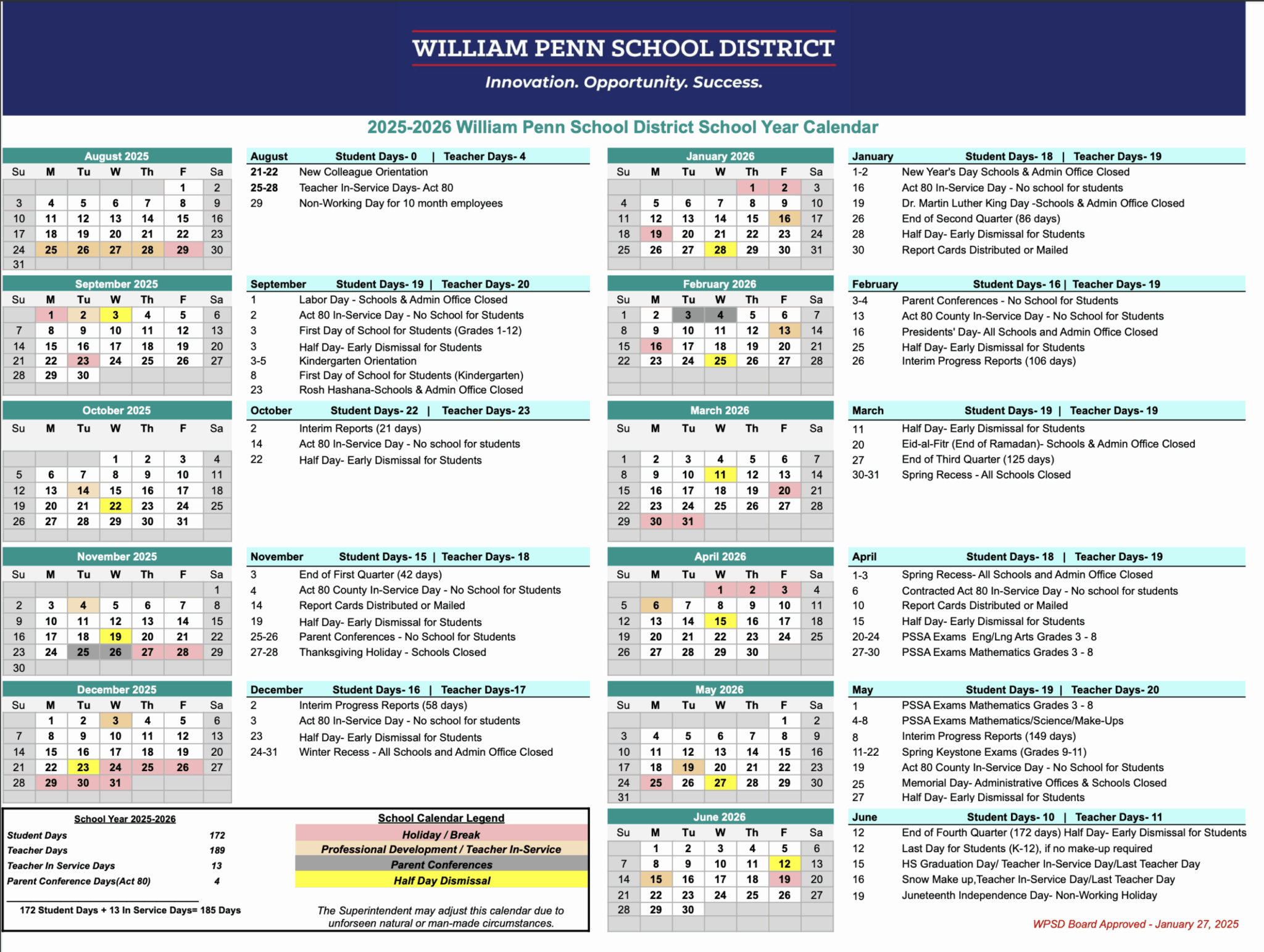 District Calendar - WPSD